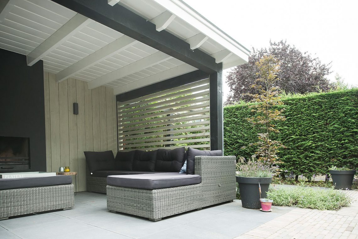 Wooden veranda black and white