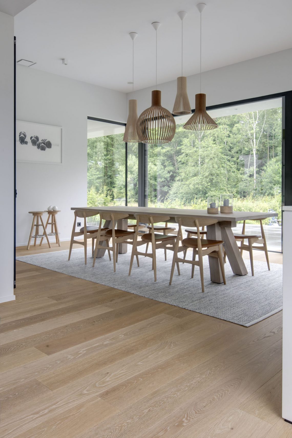 Scandinavian atmosphere with light plank flooring