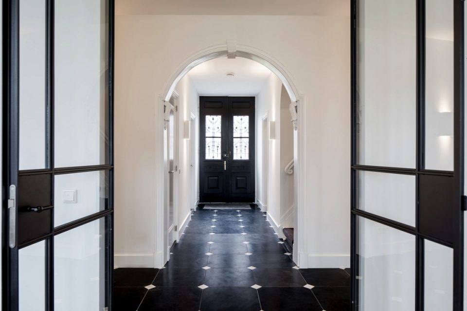 Steel doors in restored rectory