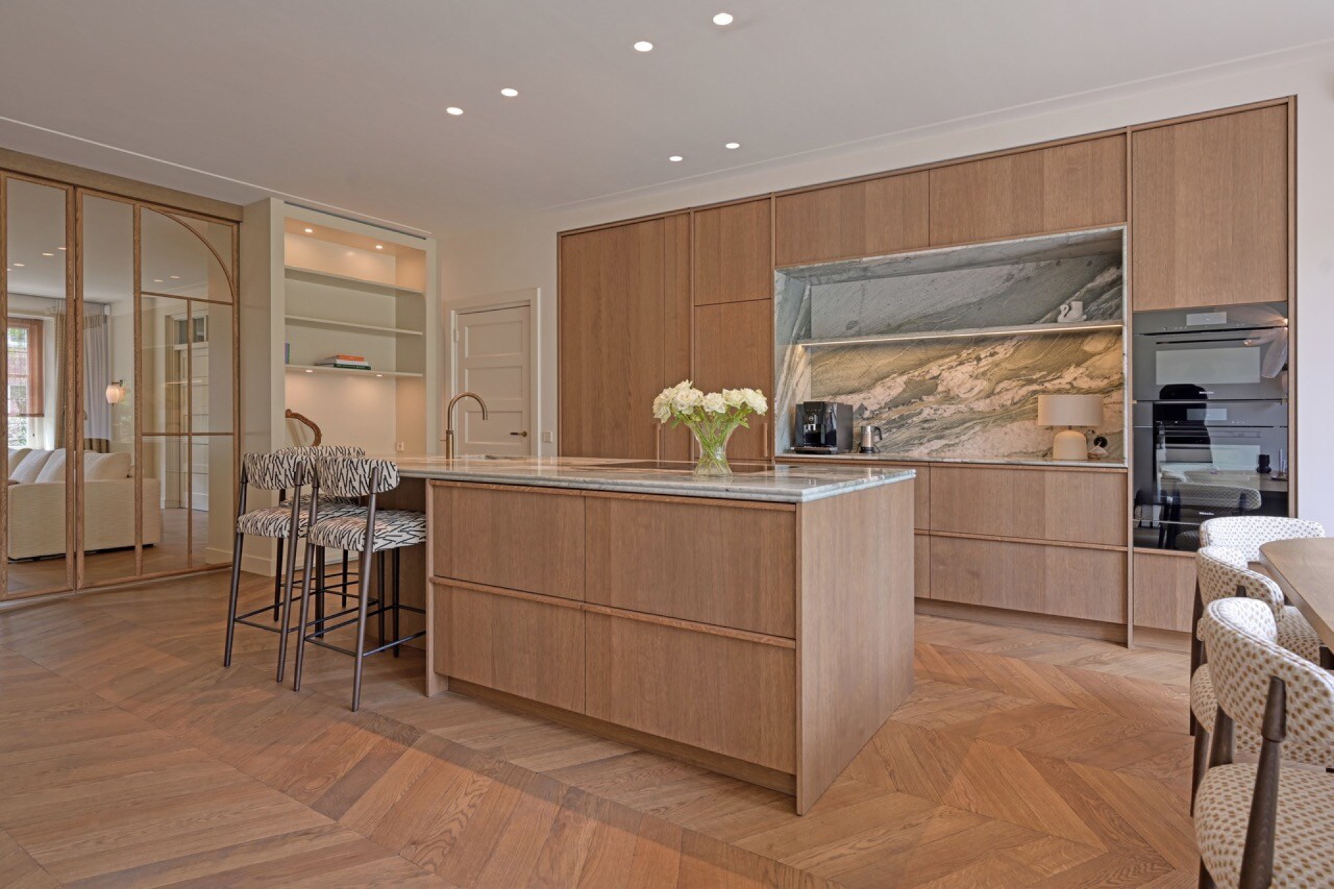Modern herringbone floor in stylish interior