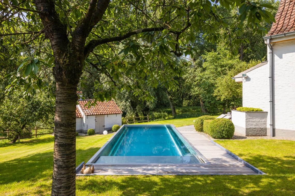 Self-supporting stainless steel high-water line swimming pool Zeveren