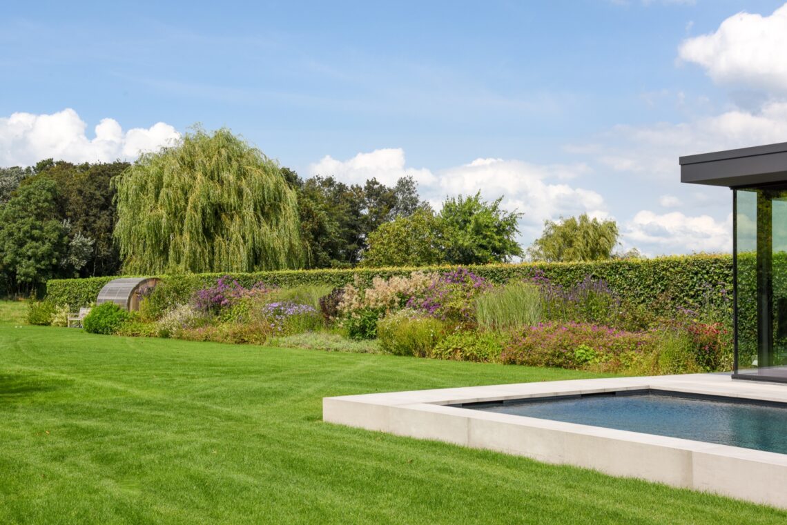 Luxe tuin bij moderne woning