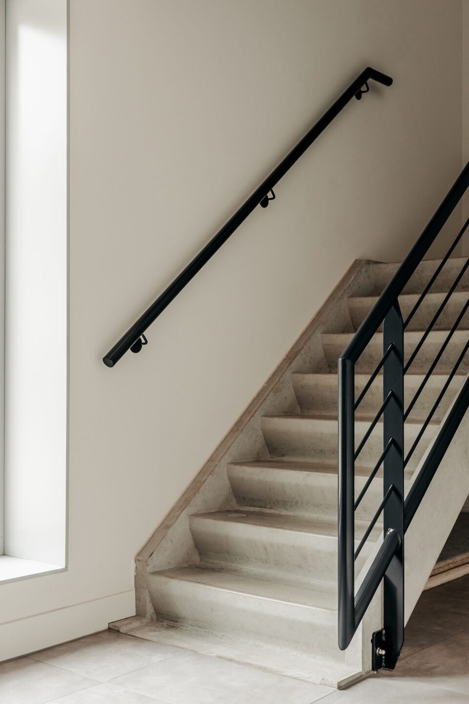 Steel stairs and railings in apartment complex