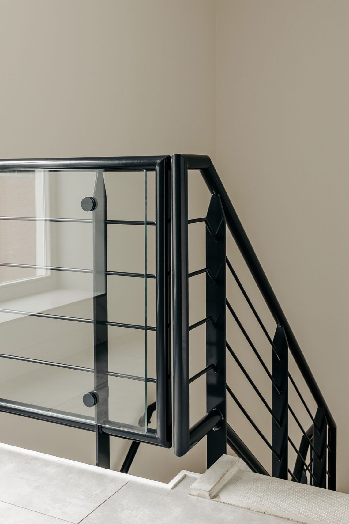 Steel stairs and railings in apartment complex