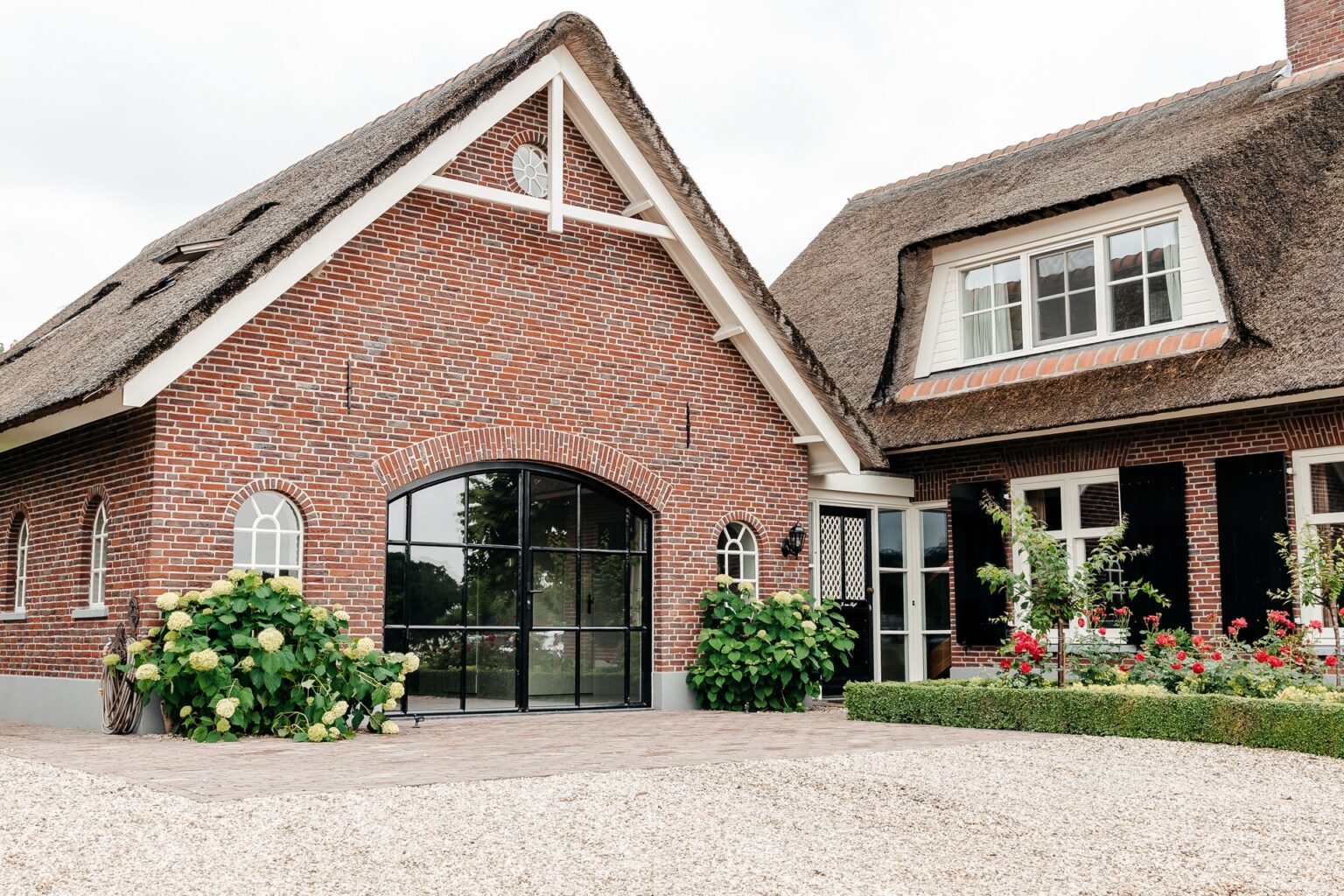 Exterior steel door in a residential farmhouse