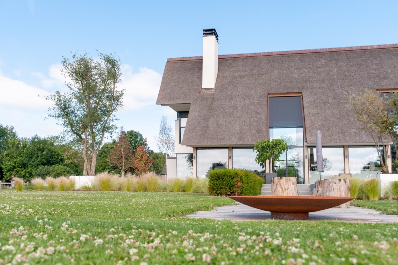 Villa with green backyard
