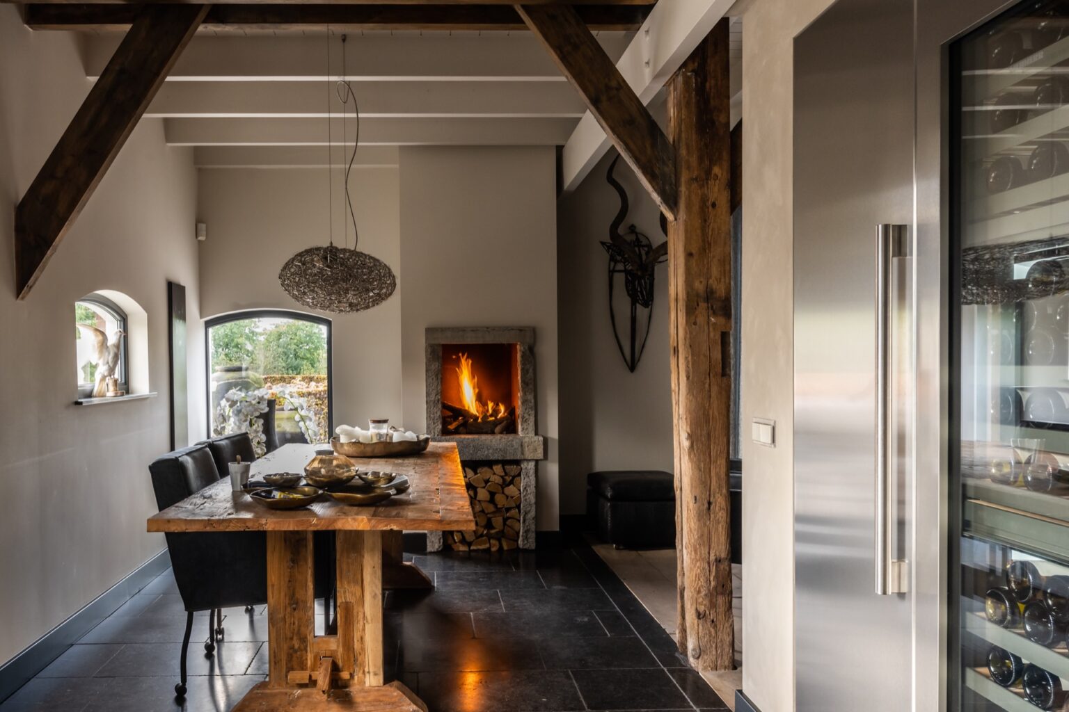 Fireplaces in rural interiors