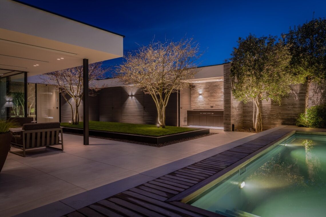 Terrace in luxurious wellness garden