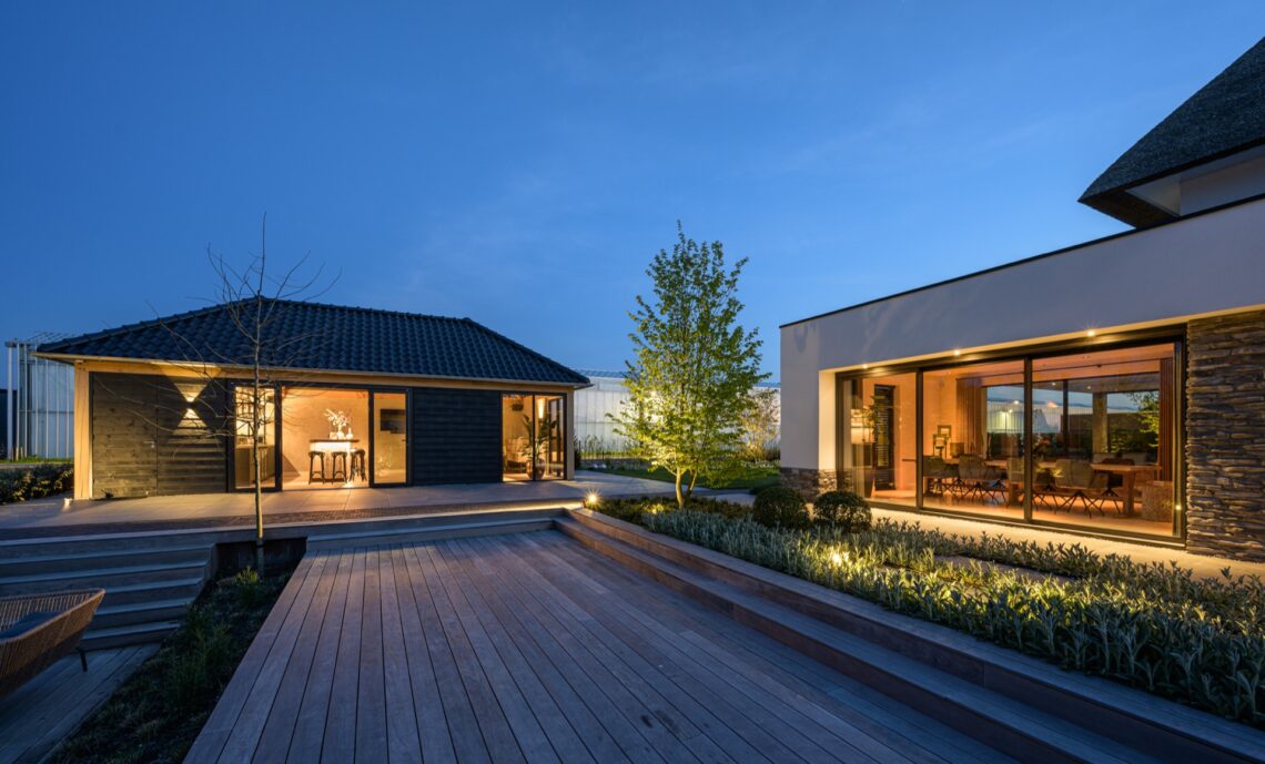 Modern villa with thatched roof