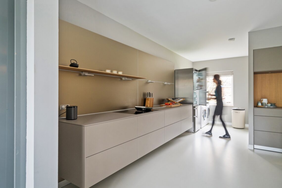 A surprising kitchen, with floating cabinets as part of the ...