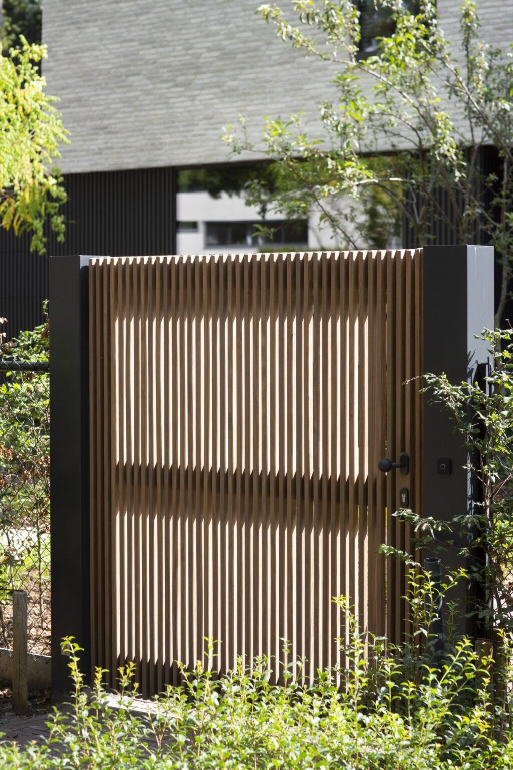 Wooden batten gate