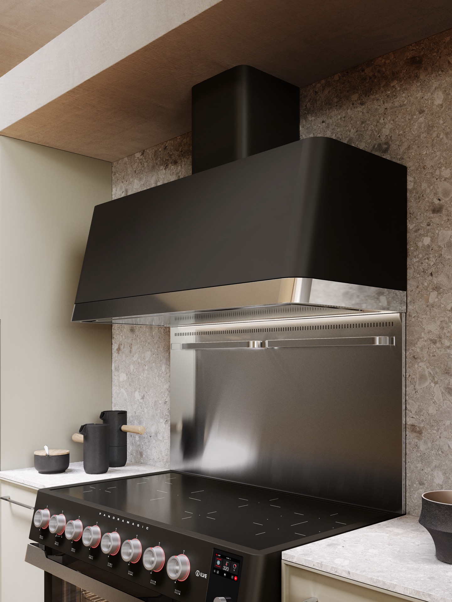 ILVE Panoramagic 120 Induction Matte Black Stove